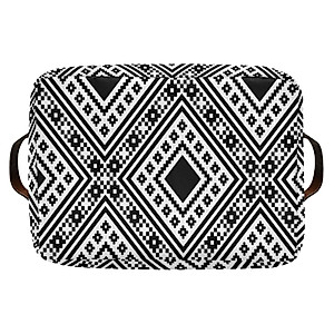 NFMILI Black Flowers Pattern Storage Basket, Fabric Storage Cubes Bins, Open Home Storage Bins with Handles, Foldable Cubes Closet Organizer Boxes 14.2 x 10.2 x 8.3 in (Large - 2 Pack)