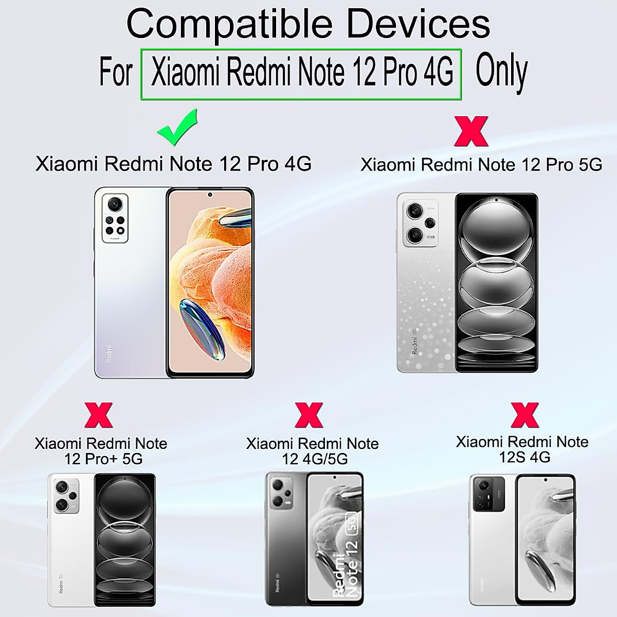 Ibywind Screen Protector for Xiaomi Redmi Note 12 Pro 4G(6.67") 2 Pack+1 Pack Camera Len Protector+1 Back Film,9H Tempered Glass,HD,Scratch Resistant,Bubble Free,Easy Install