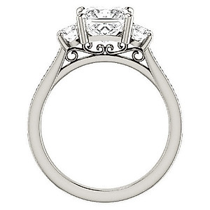 Solitaire Moissanite Engagement Ring Set, 3 CT Princess Cut Bridal Wedding Ring Set for Women, Propose Gifts Anniversary Her, VVS1 Colorless, 925 Silver, 10K 14K 18K Solid Gold (925 Silver (White Gold Plated))