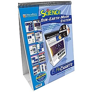 NewPath Learning Sun-Earth-Moon Laminated, Double-Sided “Write-On/Wipe-Off” Flip Chart - Set of 10, 12" x 18" Charts (34-6830)