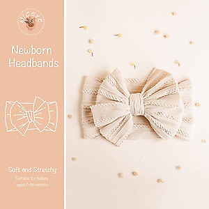 Niceye Handmade Baby Headbands Soft Stretchy Nylon Hair Bands with Bows for Newborn Infant Baby Toddler Girls- Pack of 6