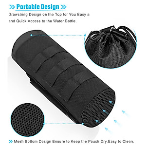 ANJINU Molle Water Bottle Holder, Water Molle Attachments, Molle Water Bottle Pouch, Tactical Backpack Attachment Pouches (Black)