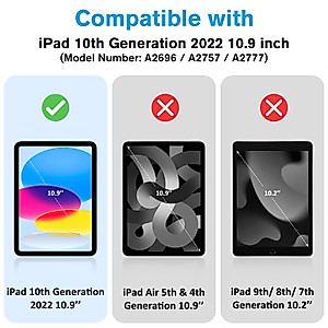 ProCase Case with Keyboard for iPad 10th Generation 10.9 inch 2022, PU Leather Case with Magnetically Detachable Wireless Keyboard for iPad 10th Gen A2696 A2757 A2777-Black
