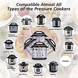 4 Pack Magnetic Cheat Sheet Compatible with Instant Pot Electric Pressure Cooker Accessories Food Images Magnet Cooking Times Quick Reference Guide for 60 Common Prep Functions