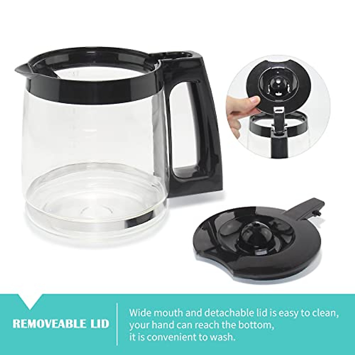 SendExtra 12-Cup Replacement Glass Carafe Pot Compatible with Ninja Coffee Brewer Maker Models CE251 CE201 CE201C CE200 CE200C Model# XGLSLID200