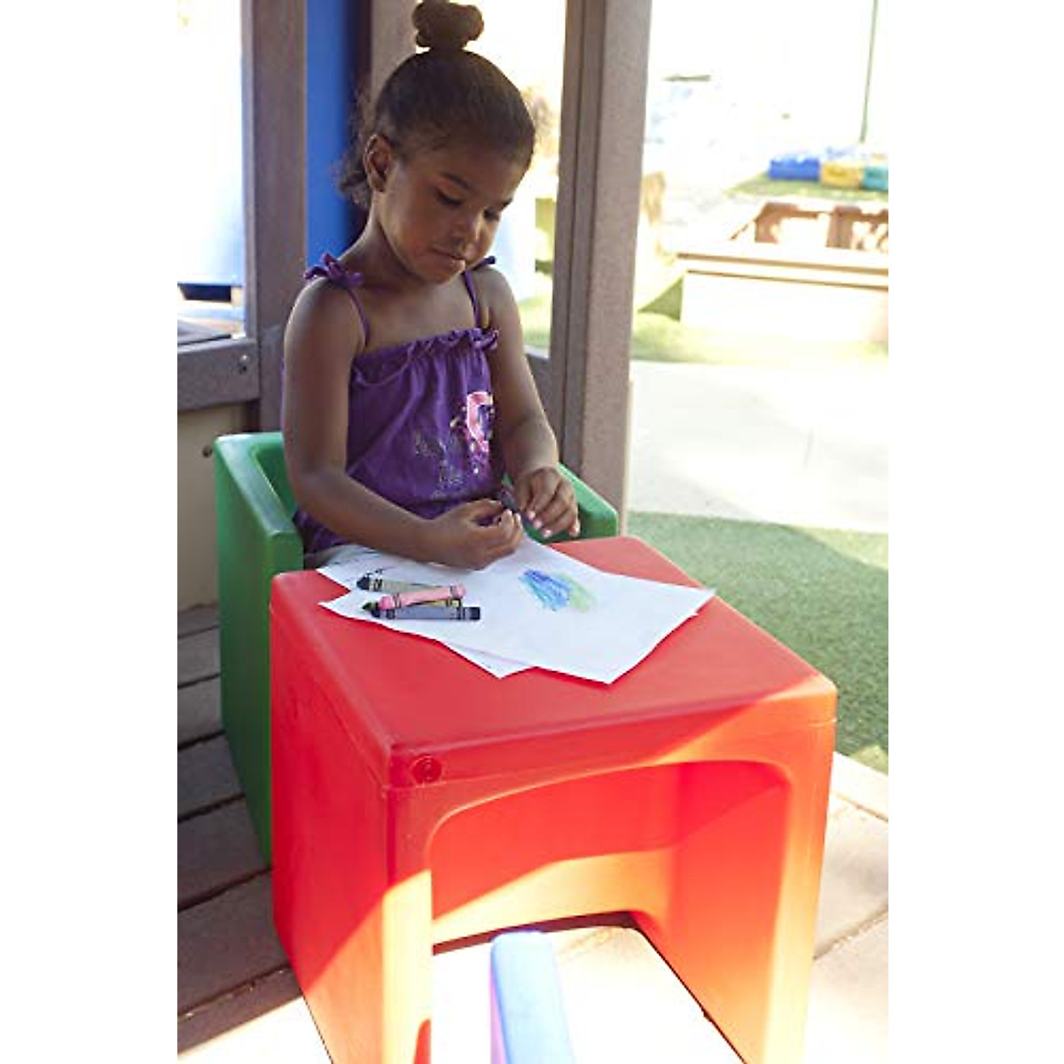 Children's Factory-CF910-008 Cube Chair for Kids, Flexible Seating Classroom Furniture for Daycare/Playroom/Homeschool, Indoor/Outdoor Toddler Chair, Red,1 set