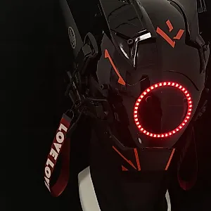 YYINYUAN Futuristic Cyberpunk Mask, Cyber Techwear Helmet Cosplay Costume, Black & Red Led Mask Face Mask Halloween Cosplay Mask for Men, Women (B-H-C-M)