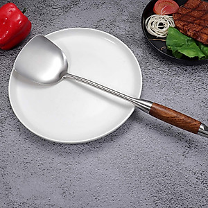 Wok Spatula, AOOSY 18/10 Stainless Steel Professional Wok Spatula Turner with Heat Resistant Wooden Handle, Kitchen Utensil Cooking Shovel Scoop Ladle for Daily Cooking Use, 15.31 Inches