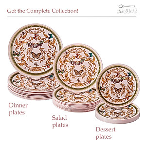 Butterfly Garden Plastic Salad Plates for Party (10 PC) Heavy Duty Disposable Dinner Set 9", Fine China Look Dishes for Baby Showers, Birthdays, Weddings, Engagements & Events - Blush - Versi