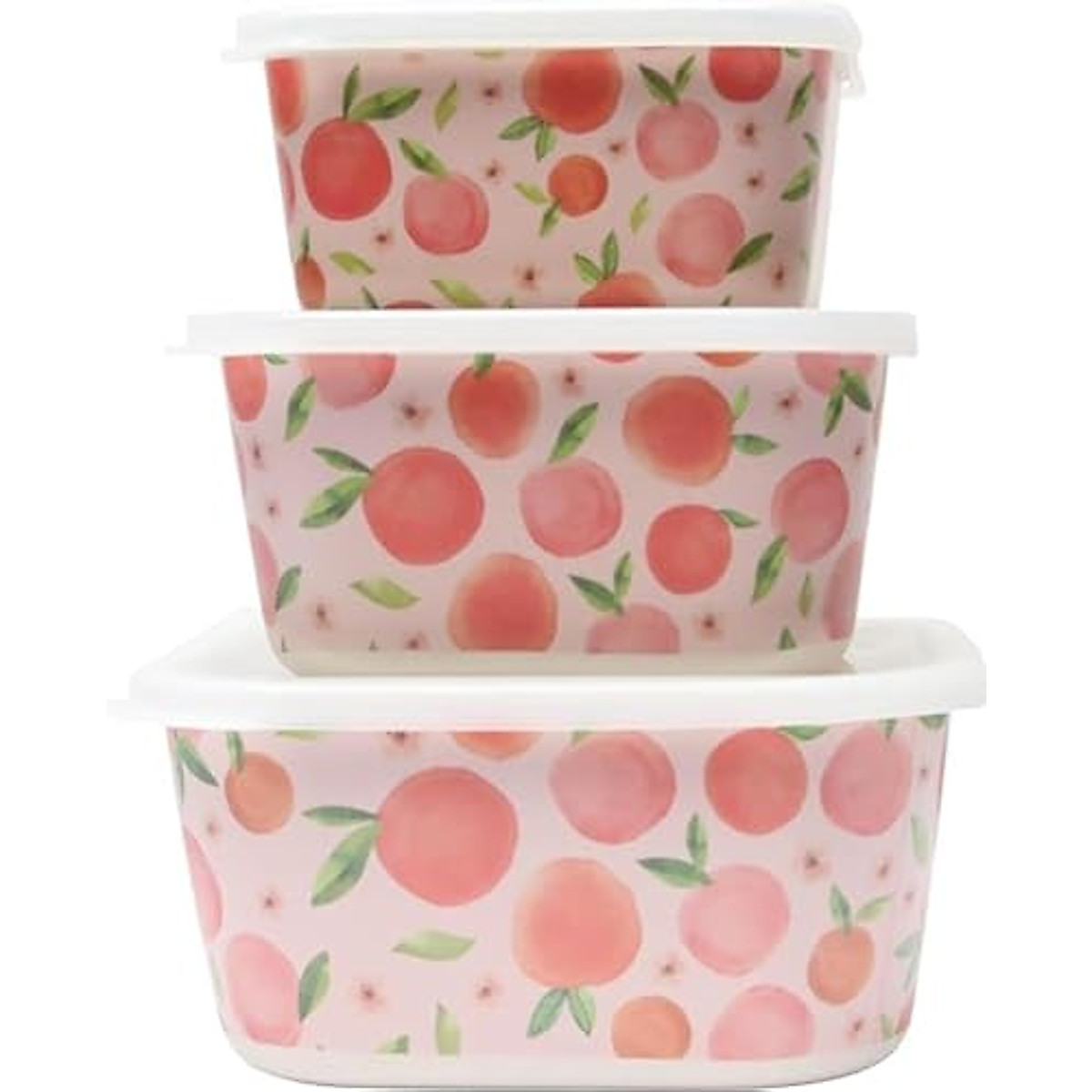 Forest & Twelfth Bamboo Food Storage Containers – Reusable, Eco Friendly, Organic Bamboo Meal Bins with Airtight Lids – Durable Kitchenware, Sustainable Lunch Boxes, Set of 3 (Peaches)