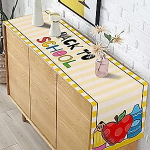 Pudodo Back to School Table Runner Apple First Day of School Kids Students Classroom Party Dinning Room Home Decoration (13" x 72")