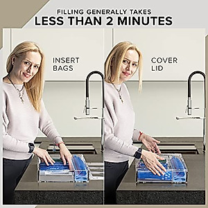 Elavain Acrylic Ziplock Bag Storage Organizer and Dispenser, Ziplock Bag Organizer, Drawer & Wall-Mount Food Storage Bag Organizer for Sandwich, Snack, Quartz, Gallon/Freezer, Storage & Slider Bags