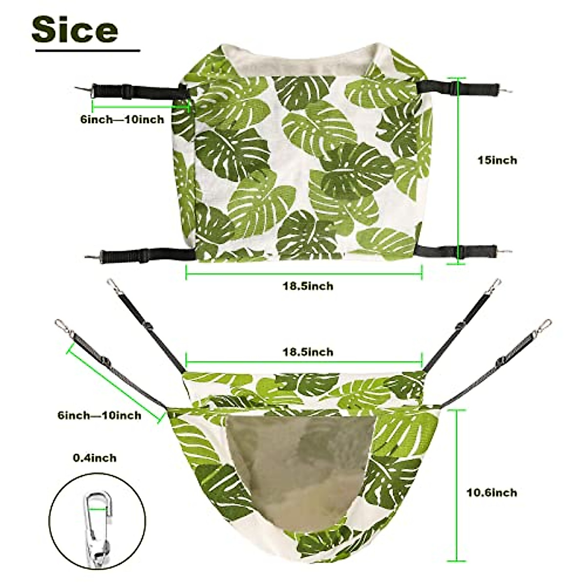 ONENIN Cat Cage Hammock,Hanging Soft Pet Bed for Kitten Ferret Puppy Rabbit or Small Pet,Double Layer Hanging Bed for Pets,2 Level Indoor Bag for Spring/Summer/Winter (Green & White)