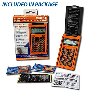 Victor C6000 Advanced Construction Calculator with Protective Case Displays in Fractional or Dimensional Forms Perfect for Carpenters, Renovators,Builders, Contractors, Estimators