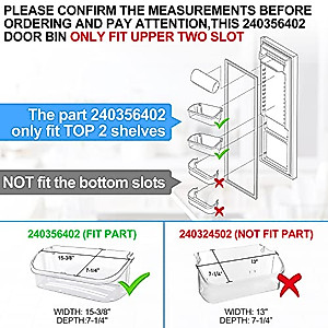 (2-Pack) UPGRADE 240356402 Refrigerator Door Bin Replacement Part,Compatible with Frigidaire Refrigerator Door Shelf LFSS2612TF0 FGUS2642LF2 LGUS2642LF1 LFSS2612TE0 AP2549958 FGHS2631PF4A Door Shelf