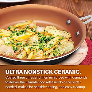 Gotham Steel Pots and Pans Set 12 Piece Cookware Set & Dishwasher Safe - 2023 Edition & 5 Quart Stock Multipurpose Pasta Pot with Strainer Lid & Twist and Lock Handles, Graphite