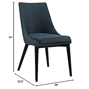 Modway Viscount Mid-Century Modern Upholstered Fabric Two Kitchen and Dining Room Chairs in Azure