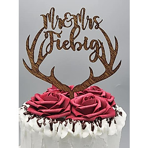 Personalized Antler Wedding Cake Topper, Script Name Wedding Cake Topper, Rustic Wedding Cake Topper, Country Wedding Cake Topper, Boho wedding topper, Personalized Baby topper,
