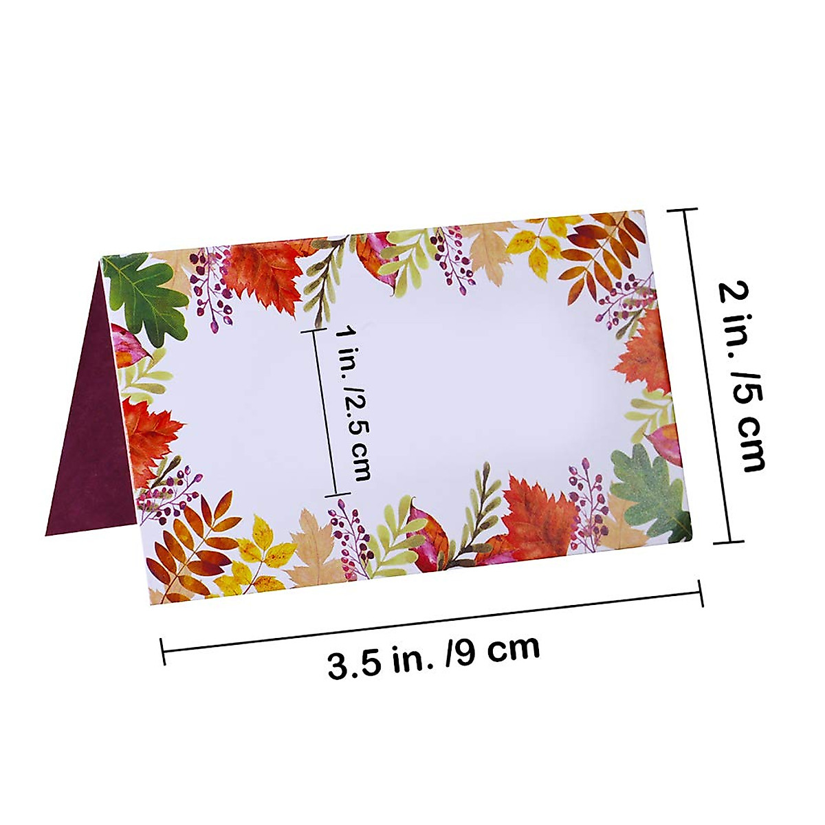 100 Pcs Autumn Thanksgiving Place Cards Fall Leave Escort Cards with Floral Leaf Prints Table Guest Seating Name Cards Number Cards Buffet Food Cards 3.5" x 2" for Harvest Party Table Setting