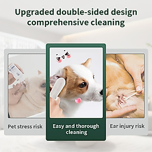 Borgobrufa Dog Ear Finger Wipes, Pet Ear Cleaner Wipes Disposable Natural Ear Relief Cleaning Pads Finger Sleeves for Dog Cat Remove Earwax Odor Soothe Ear Itching and Infection, Cat Ear Wipes, 55 Pcs