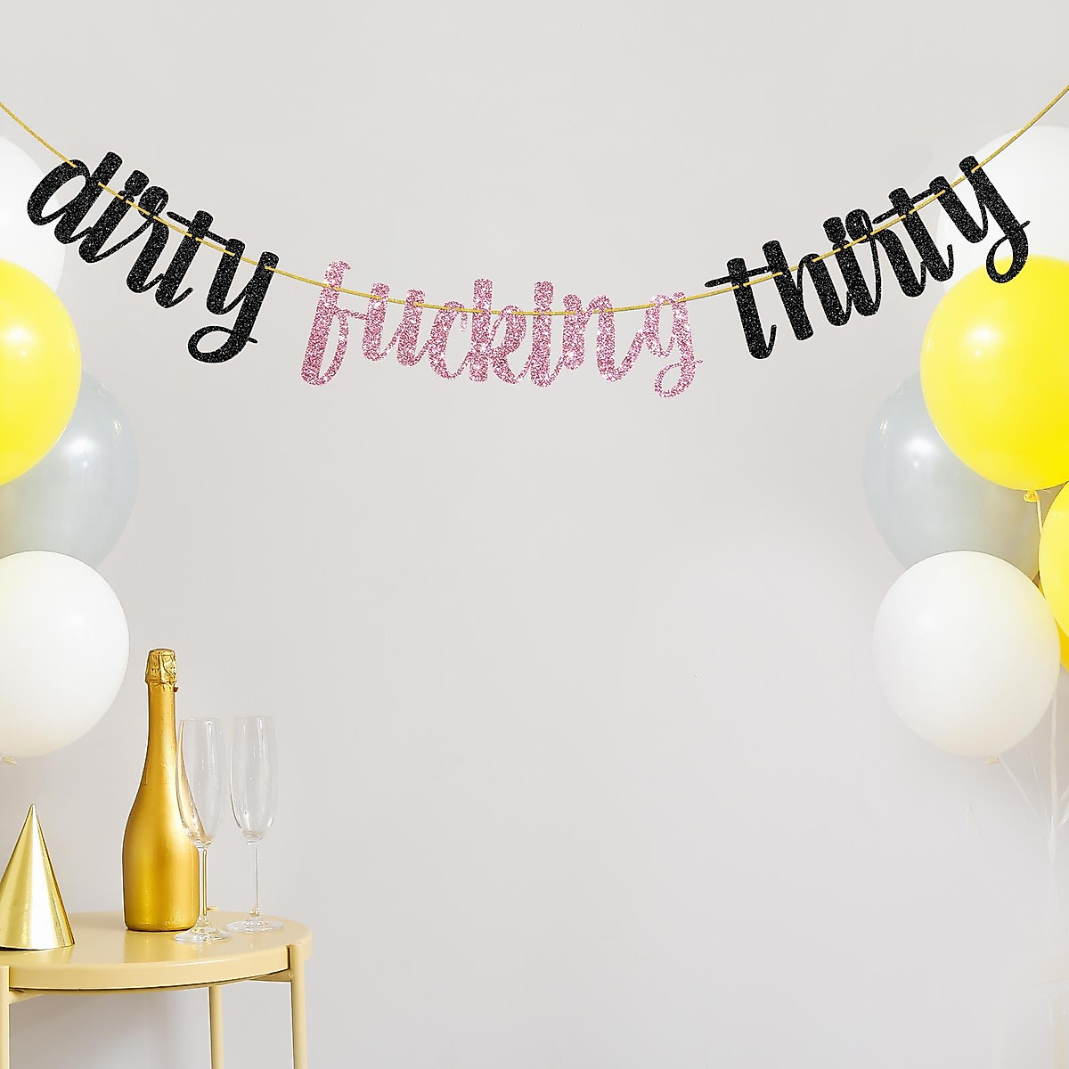 Dalaber Dirty Thirty Banner, Funny 30th Birthday Party Sign, Dirty 30 / Cheers to 30 Years, Girls Women 30th Birthday Party Decoration Bunting Garland Photo Booth Props