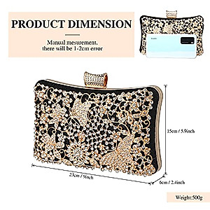UBORSE Rhinestones Crystal Clutch Purses for Women Evening Bags Wedding Bridal Purse Prom Cocktail Party Handbags Black