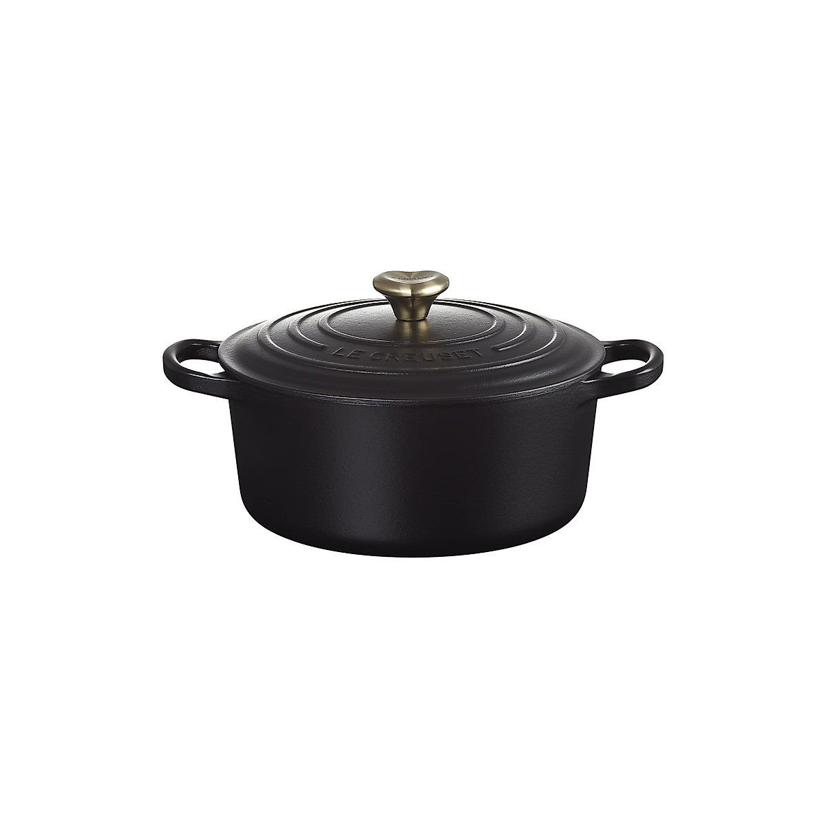 Le Creuset Signature Enameled Cast Iron Round Dutch Oven, 3.5 Quart, Licorice with Light Gold Heart Knob