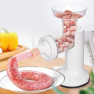 LHS Manual Meat Grinder, Heavy Duty Meat Mincer Sausage Stuffer, 3-in-1 Hand Grinder with Stainless Steel Blades for Meat, Sausage, Cookies, Easy to Clean