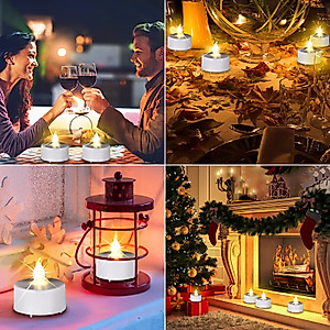 Boakboary Tea Lights Flameless Battery Operated Candles-LED Flickering Votive Candle Long Lasting 200 Hours,24 Pack Realistic and Bright for Seasonal Festive Celebrations Decoration Warm White