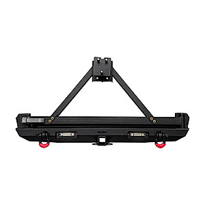 LUYWTE For 1984-2001 Cherokee XJ Rear Bumper With Spare Tire Carrier&Lights&D-Rings(Texture Black)