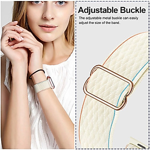 Swhatty Stretchy Nylon Solo Loop Bands Compatible with Apple Watch 45mm 41mm 44mm 40mm 42mm 38mm, Adjustable Braided Sport Elastics Women Men Strap for iWatch Series 9 8 7 6 5 4 3 2 1 SE, 3 Pack T 38