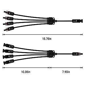 Newpowa Parallel Branch Connector 4-1 Cable for Solar Panel (M/FFFF and MMMM/F)