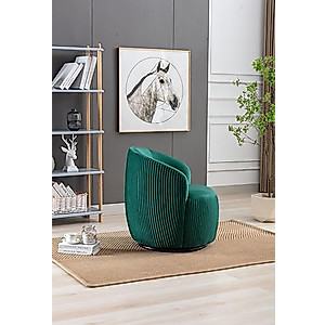 INMOZATA Swivel Chair,Velvet Fabric Barrel Chair for Small Space,Modern Accent Chairs for Living Room,Green