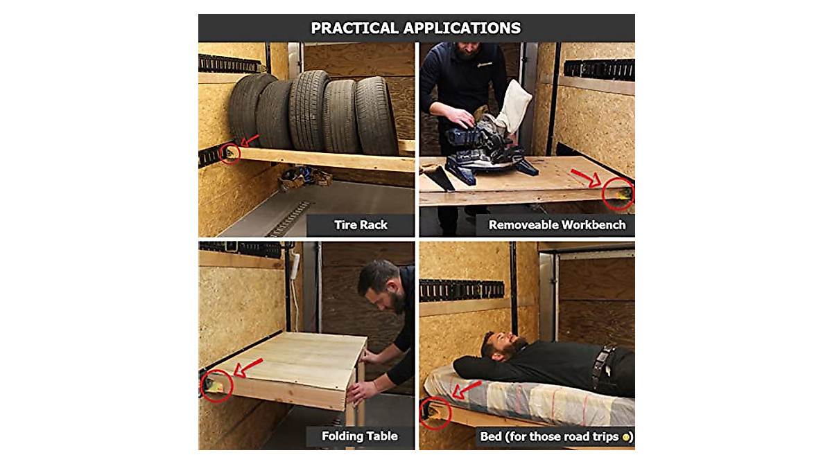 Custom E-Track Storage Shelf Brackets - Pack of 4