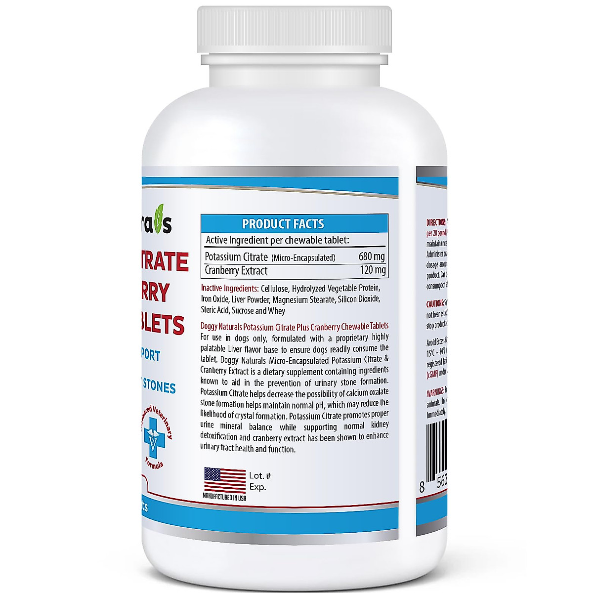 Potassium Citrate Plus Cranberry Supplement for Dogs (100 Tablets) - Urinary Tract Support-Helps Deter Formation of Calcium Oxalate Stones - Deters Bladder & Kidney Stones (Made in U.S.A)
