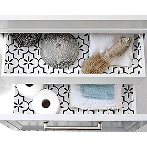 GloryTik Black Contact Paper Trellis Wallpaper White and Black Geometry Pattern Peel and Stick Wallpaper Self-Adhesive Removable Wallpaper White Modern for Cabinet Drawer Lining Wall Decor 17.7"X118"