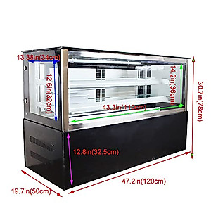 HayWHNKN 47inch Pastry Refrigerator Display Case Countertop with Humidification Function Bakery Display Case Cabinet Countertop Right Angle Back Door Three Layers 220V