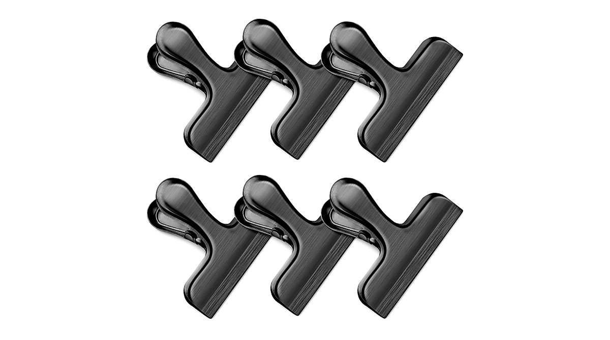 6 Pack Stainless Steel Black Bag Clips for Food Storage