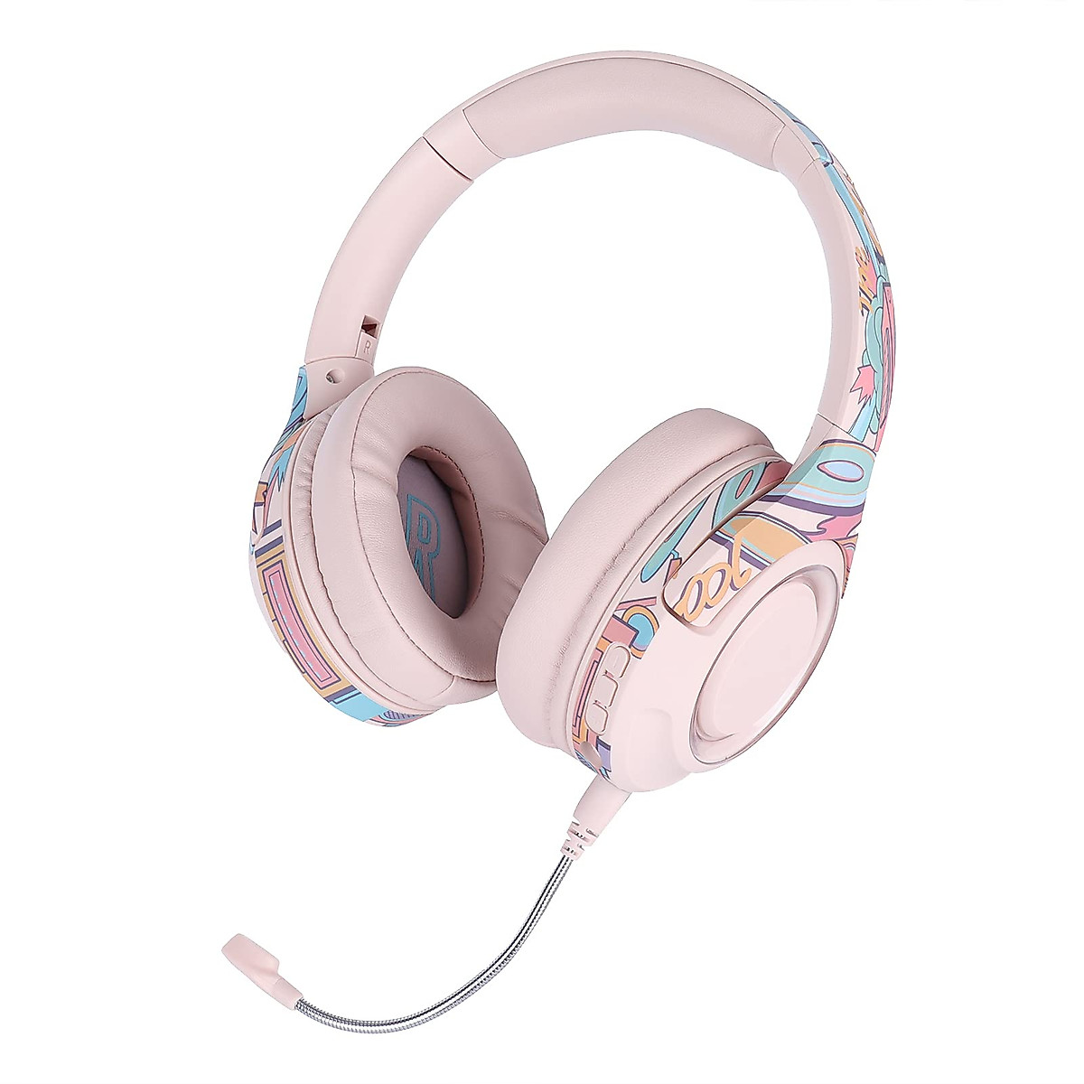 Wireless Over Ear Gaming Headset, RGB Colored Bluetooth 5.1 HiFi Stereo Headphones with Pluggable Noise Cancelling Mic, 24Hrs Playtime - Graffiti ()