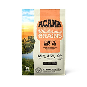 ACANA Wholesome Grains Dry Dog Food, Puppy Recipe, Real Chicken, Eggs and Turkey Dog Food Recipe, 11.5lb