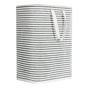 Chrislley 72L Freestanding Laundry Hamper with Handle Large Laundry Basket Laundry Bin Collapsible Dirty Clothes Basket Cotton Storage Basket for Clothes(Striped Grey)