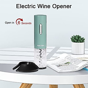 Gokilife Electric Wine Opener - Automatic Electric Wine Bottle Corkscrew Opener with Foil Cutter, One-click Button Rechargeable Remover for Wine Lovers Gift Home Kitchen Party Bar Wedding (Green)
