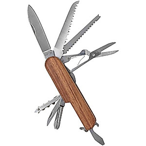 Tough Stainless Steel Multi-function Tool 11-in-1 Pocket Knife With Wooden Handle