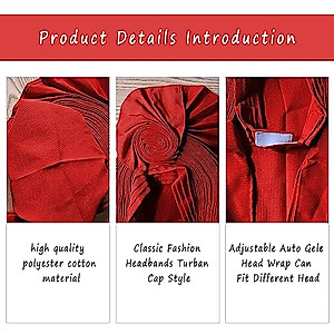 Nigerian Headtie African Head Wraps Aso Oke Gele Already Made Handmade African Turban Cap For Party (Red)