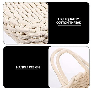 Sewroro 2PCS Cotton Thread Hand-woven Desktop Storage Basket Cotton Woven Storage Basket Sundries Storage Basket (mixed style)