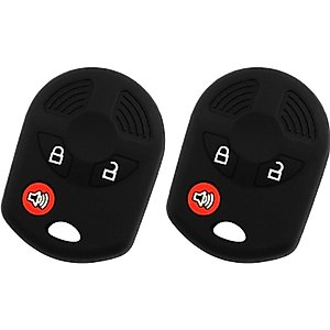 KeyGuardz Keyless Remote Car Key Fob Outer Shell Cover Soft Rubber Case for Ford F-150 Ranger Edge Escape Lincoln (Pack of 2)