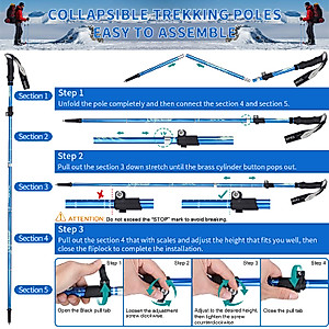 Esup Trekking Poles for Hiking Collapsible Aluminum Alloy 7075 Hiking Poles 2pc Pack Adjustable Quick Lock for Camping, Hiking, Outdoor(Blue)