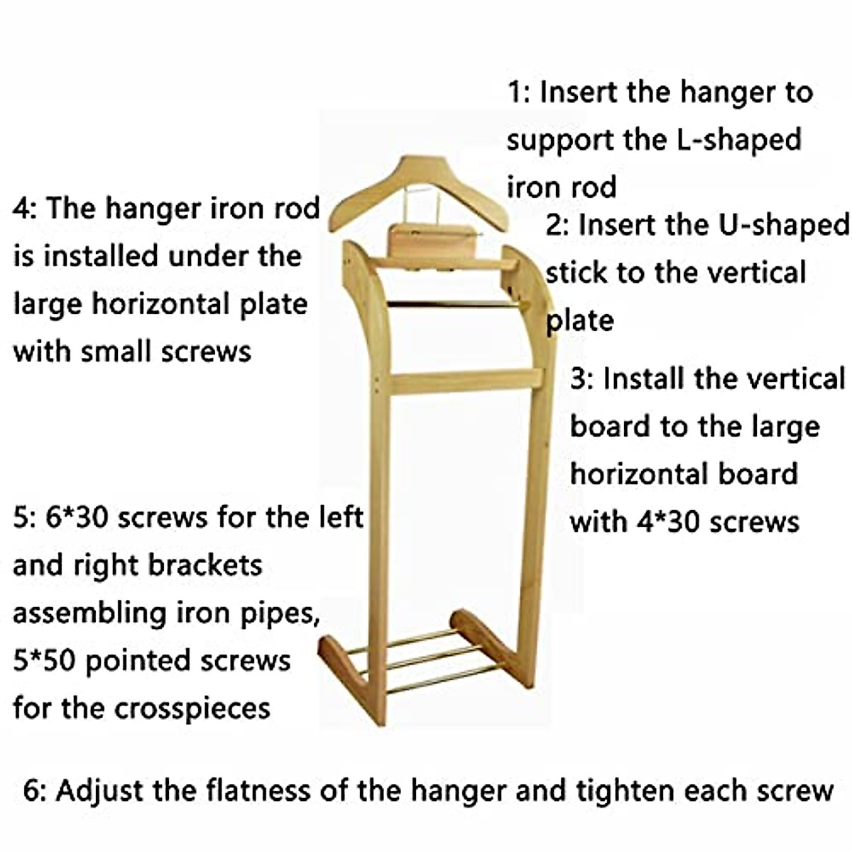 FOLREORP Suit Valet Stand Freestanding with Top Tray Contour Hanger Trouser Bar Shoe Rack Tie & Belt Wardrobe Valet Stand Stand Organizer for Both Living Room and Bed Room Pine