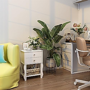 White Nightstand with 2 Drawers,Mid-Century Modern Wooden End Table for Small Bedroom,Dormitory,11.81" D x 15.35" W x 21.85" H XXCTG03W