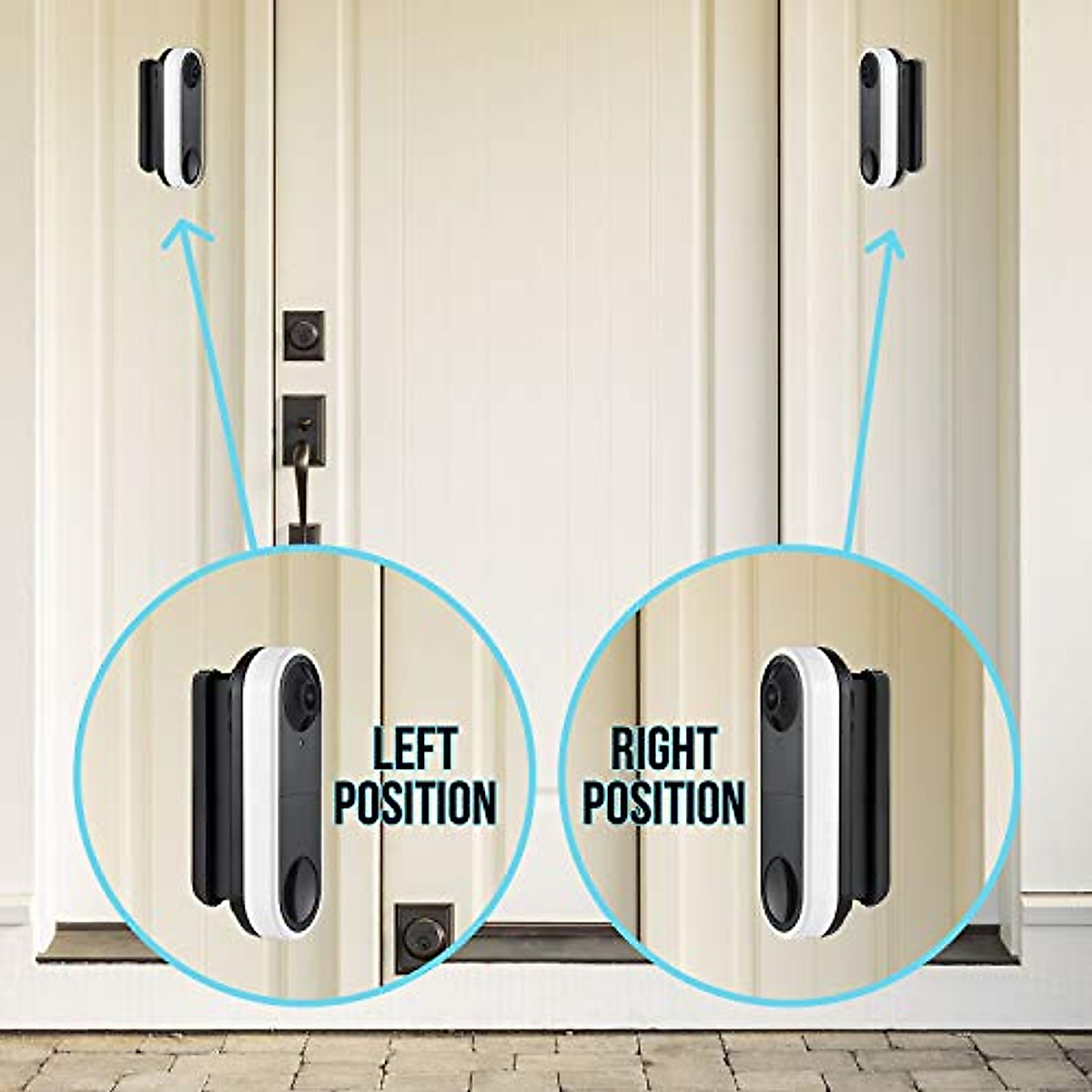 Wasserstein 30° to 55° Horizontal Wedge Wall Mount Compatible with Arlo Essential Wired Video Doorbell - Flexible Mounting Options (Black) (NOT Compatible with Essential Arlo Doorbell Wire-Free)
